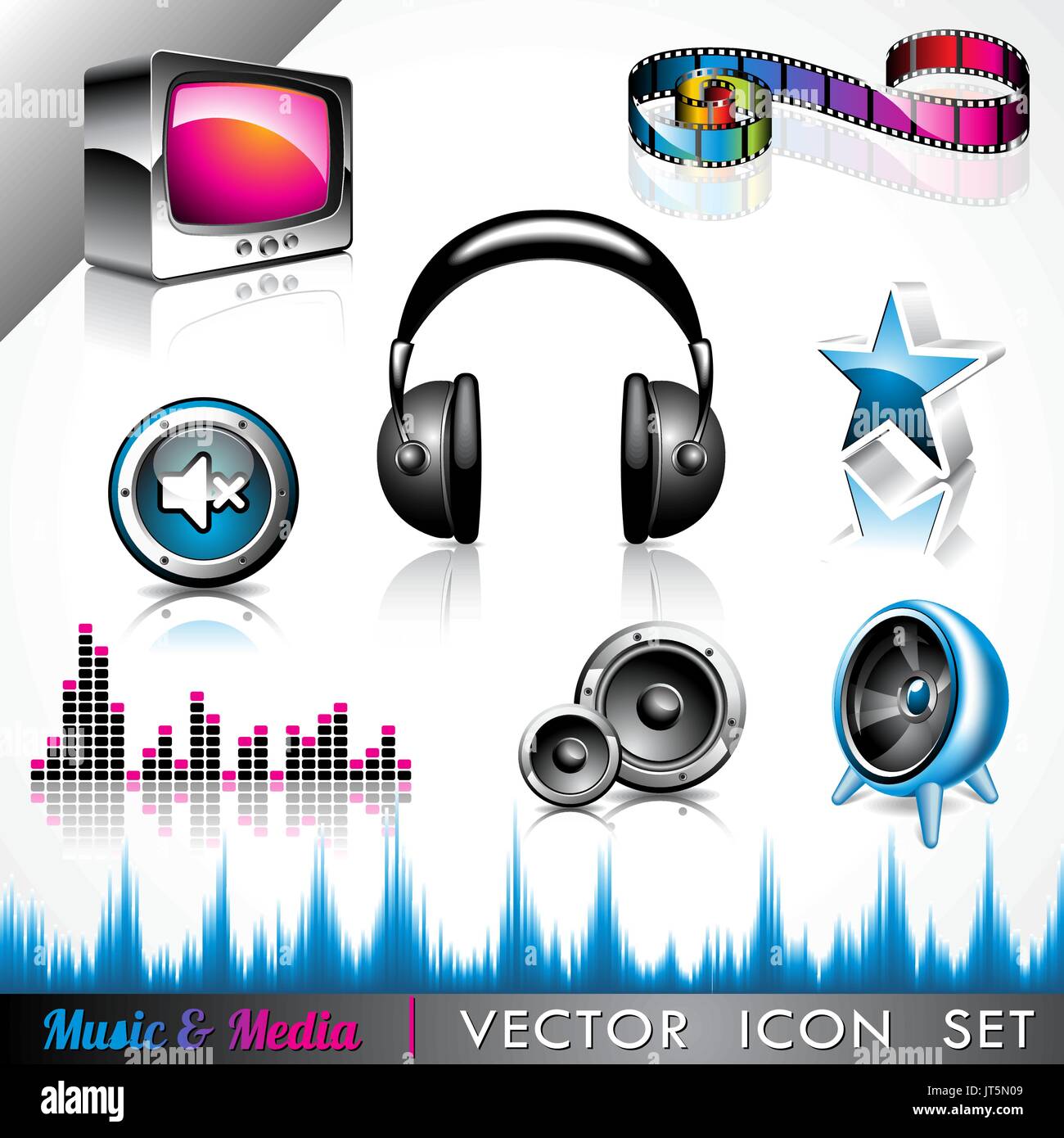 Vector icon collection on a music and media theme Stock Vector Image ...