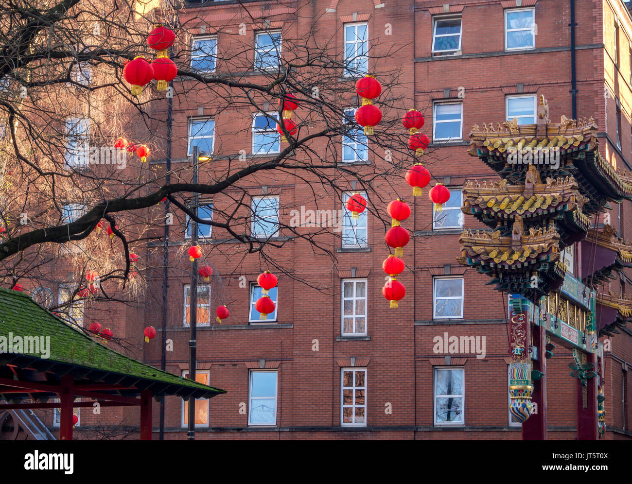 Chinatown gate in Manchester city centre. It is the second largest ...