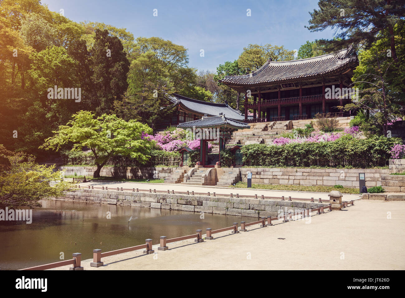Buyeongji pond at the Huwon park, Secret Garden, Changdeokgung palace ...