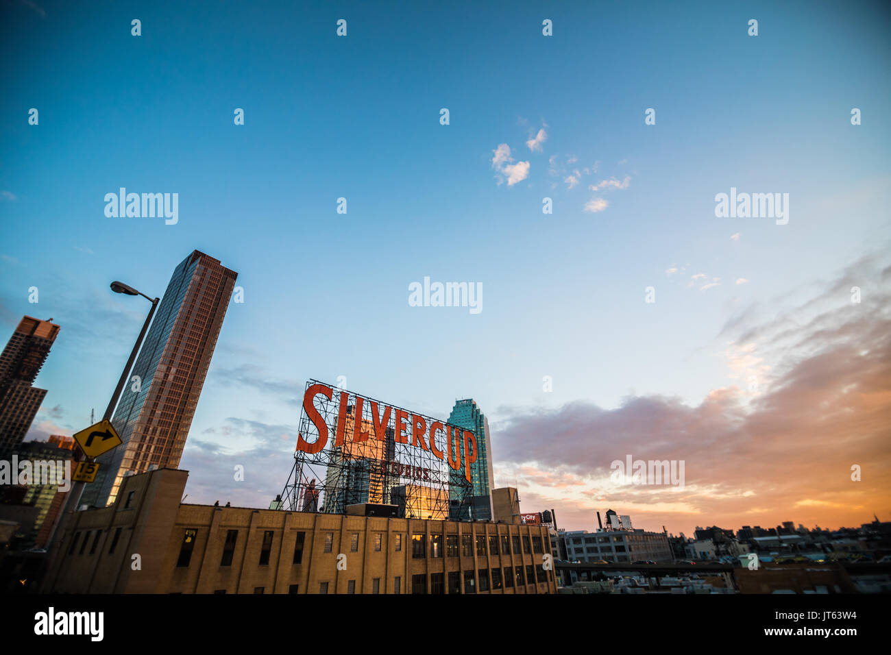NEW YORK, USA - October 13, 2016. Silvercup Studios Big Sign View form ...