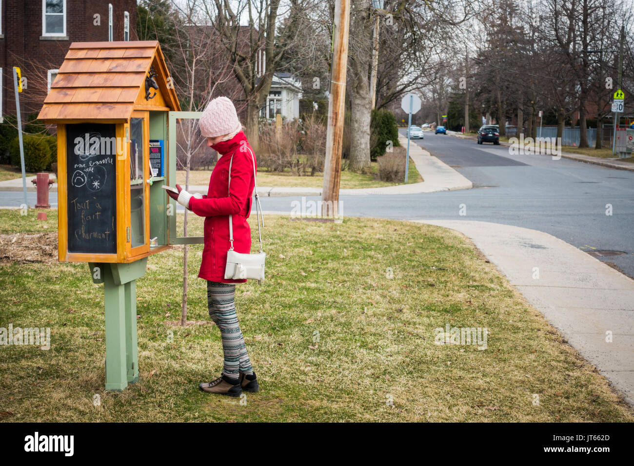 March 03 2016 - St-Lambert, Quebec, CANADA. Little Free Street Library ...