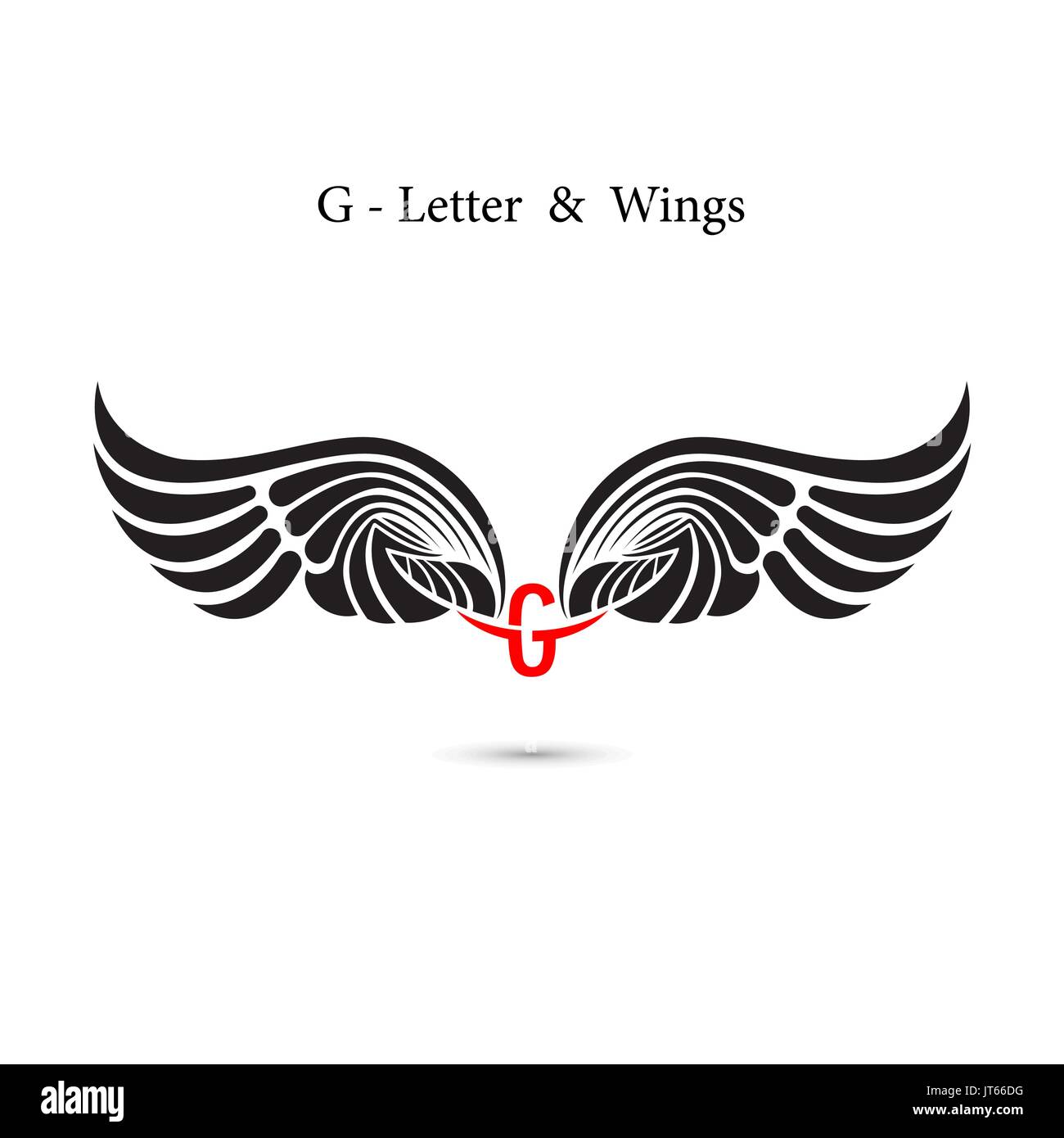 G-letter sign and angel wings.Monogram wing logo mockup.Classic emblem ...