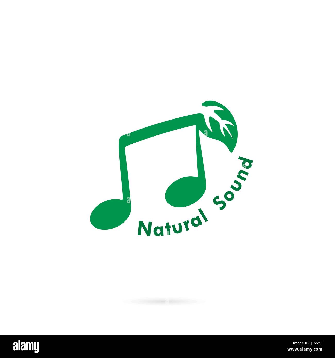 Green leaves icon with Musical note vector logo design template.Green ...