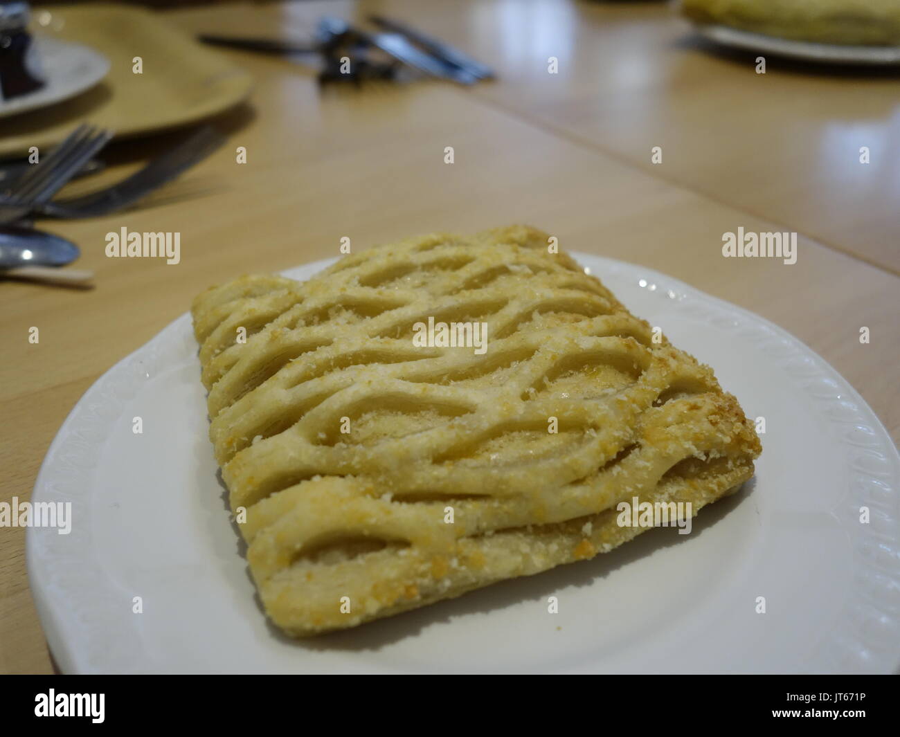 A cheese and onion lattice or pastie Stock Photo - Alamy