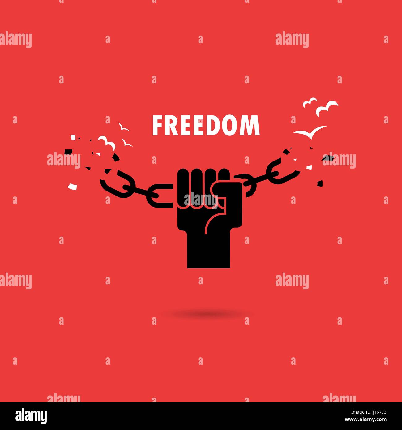 Human hands and broken chain with the bird symbols.Freedom concept ...