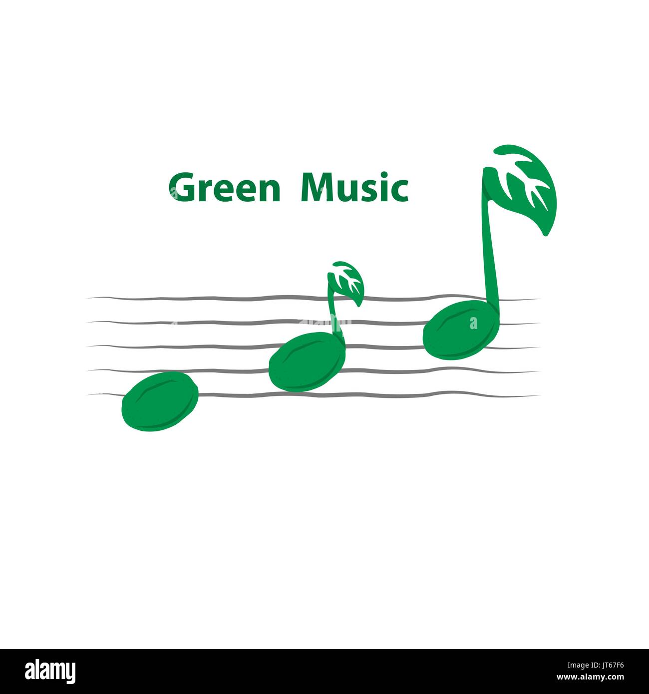 Green leaves icon with Musical note vector logo design template.Green ...