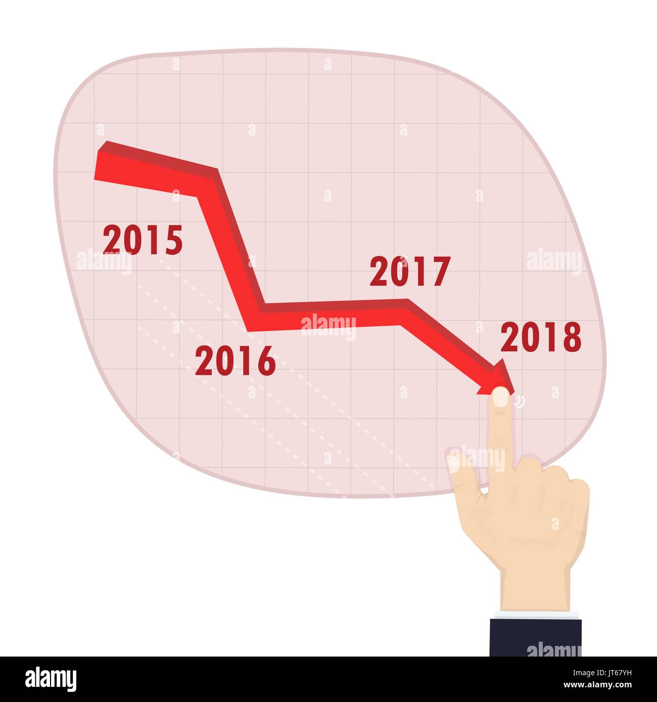Businessman hand pushing a business graph on a touch screen interface ...