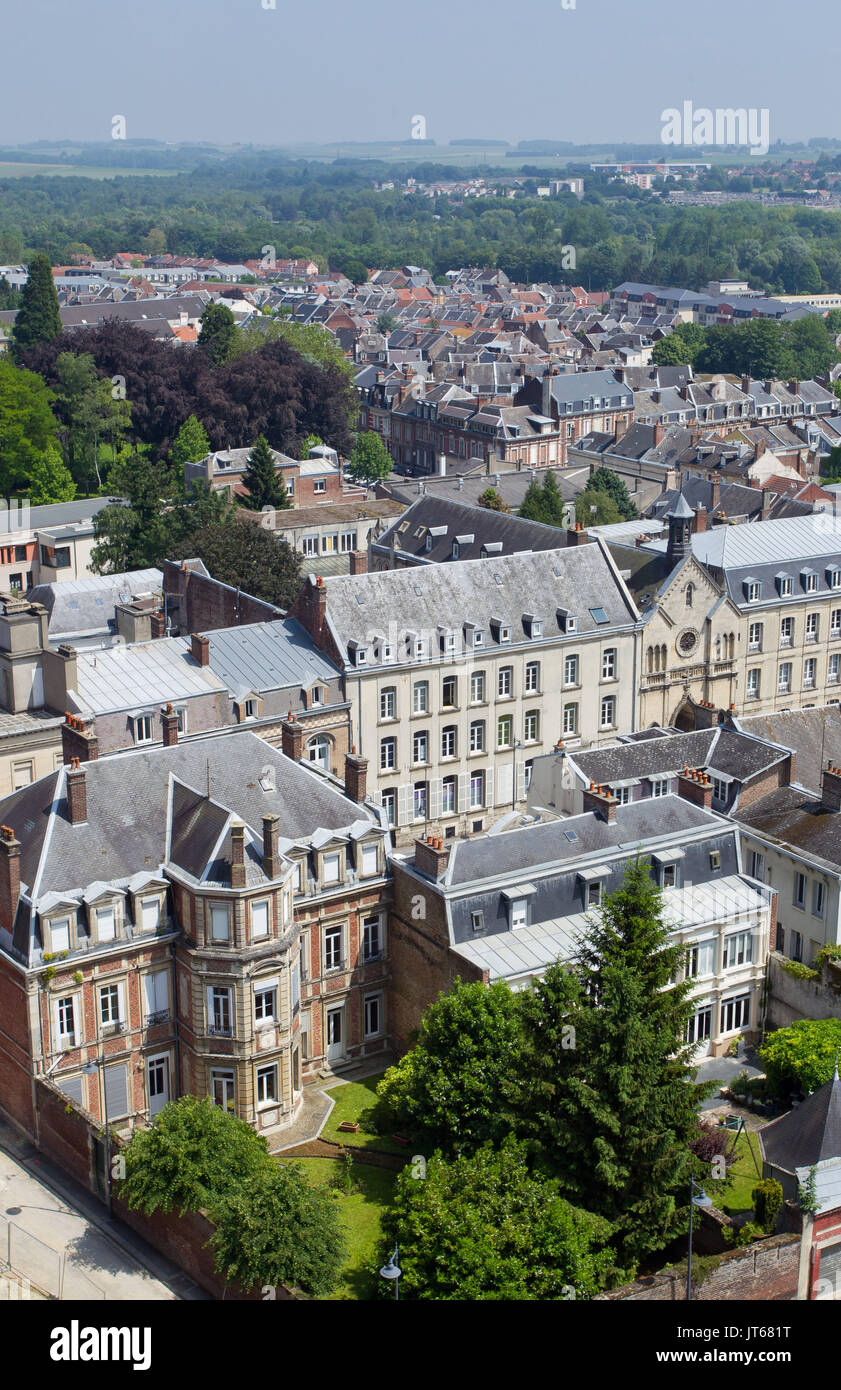 Panoramic view of the city of Saint-Quentin from the roof of the ...