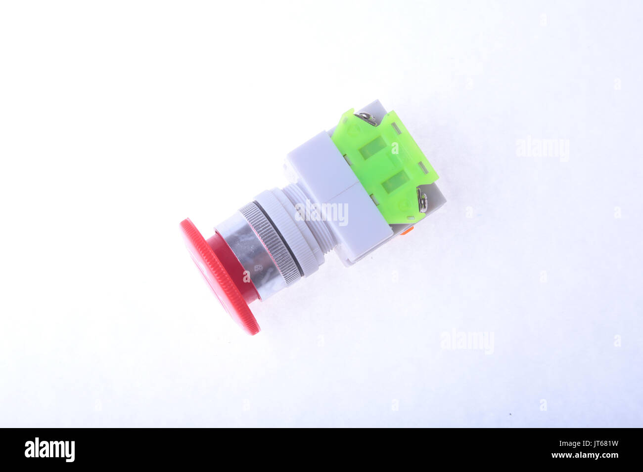 Close-up emergency stop button isolated on white background Stock Photo ...