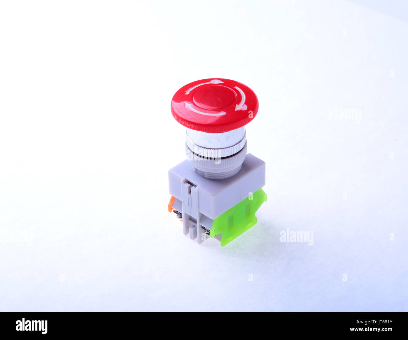 Close-up emergency stop button isolated on white background Stock Photo ...