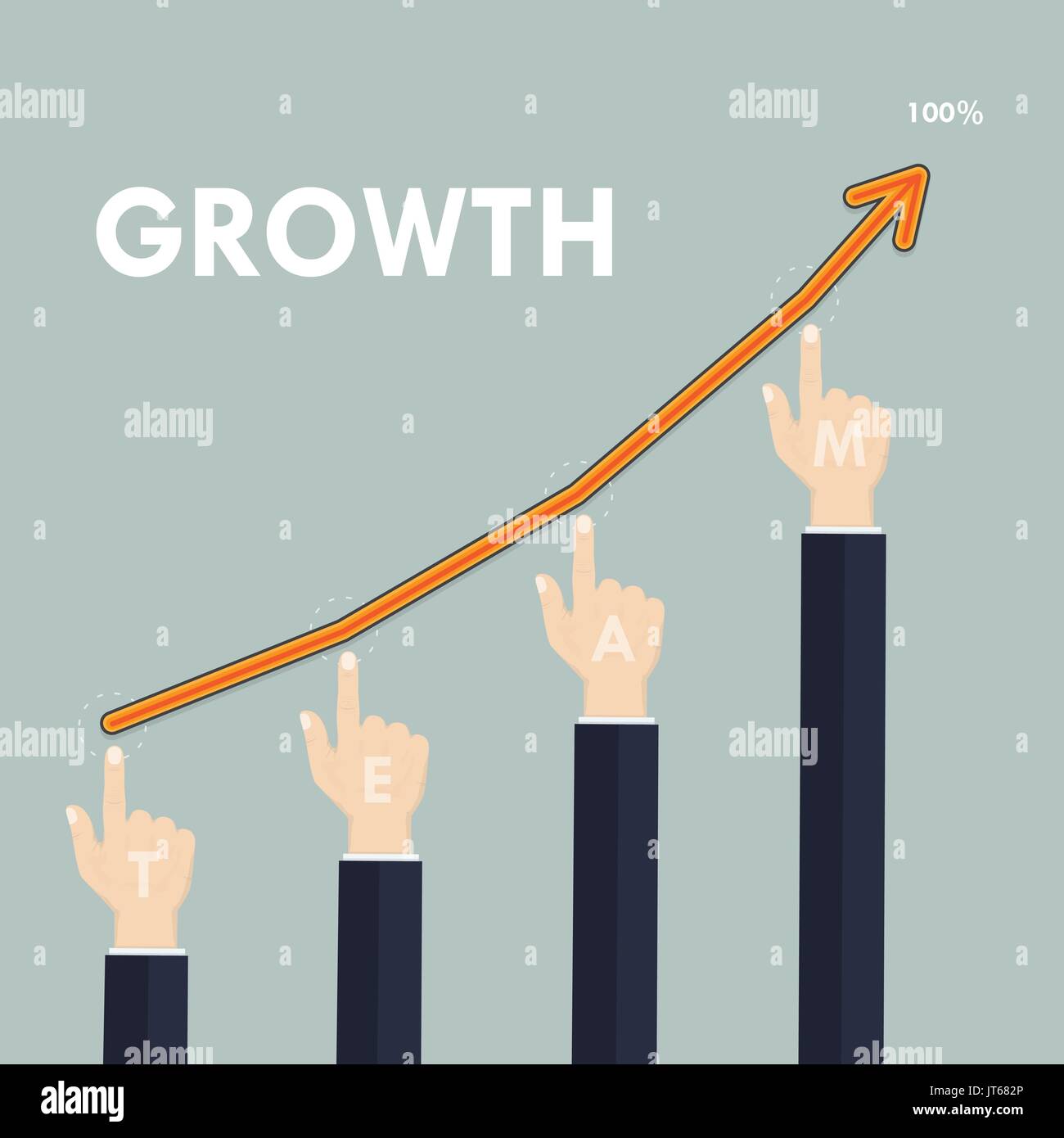 Human hand and growth graph icon on background.Concept of the teamwork ...