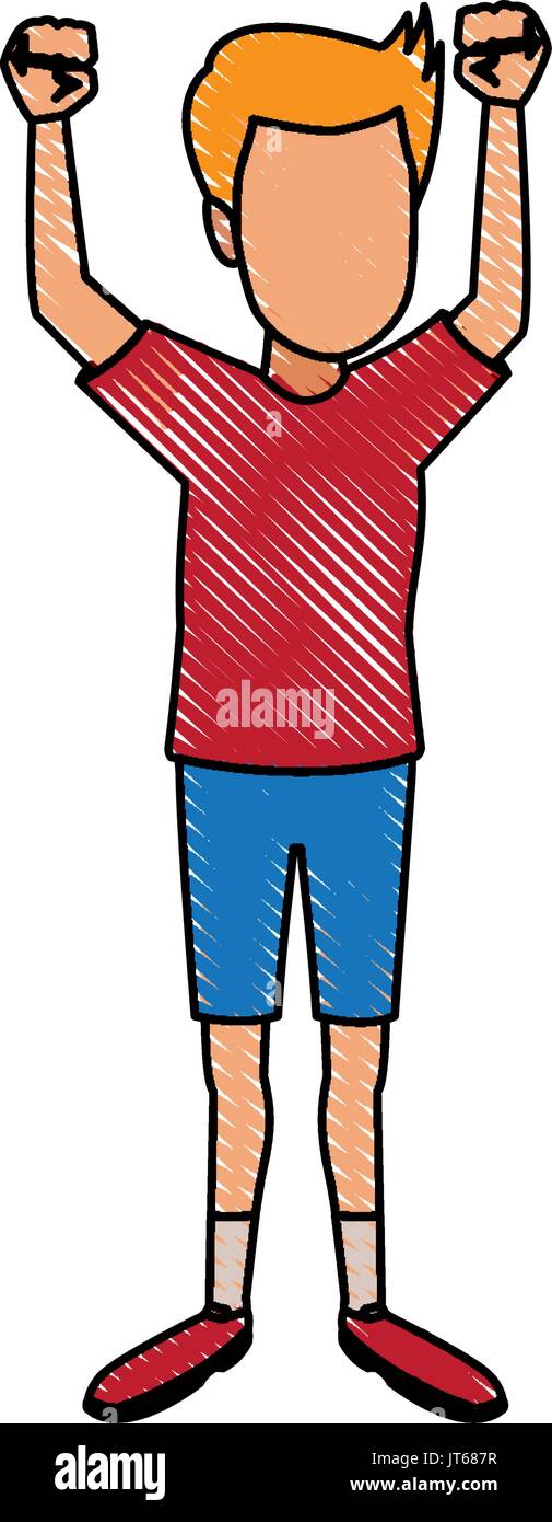 happy boy smiling character with arms up Stock Vector Image & Art - Alamy