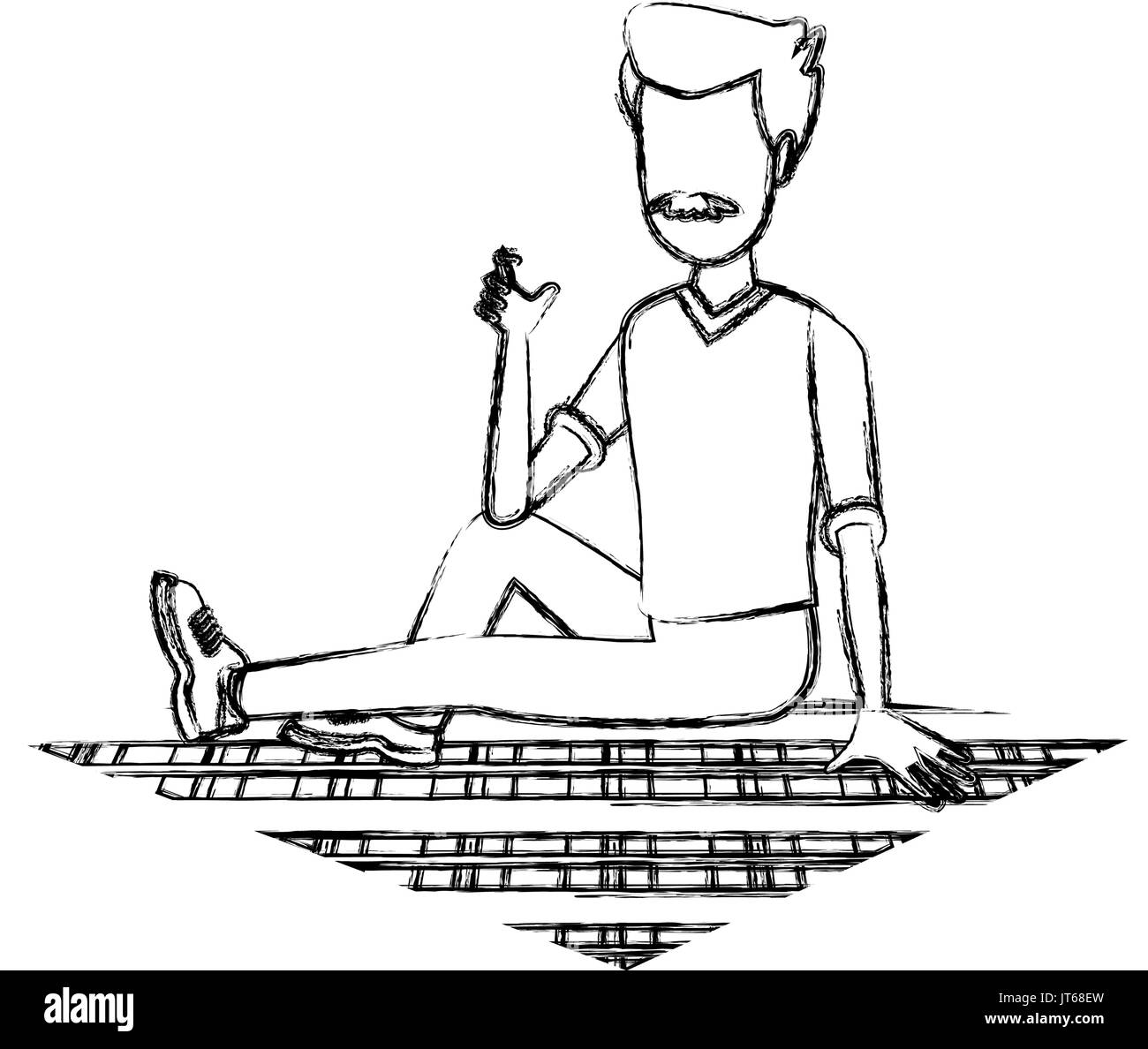 Man relaxing camping Stock Vector Images - Alamy