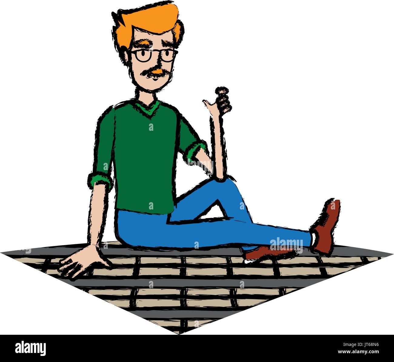 Man relaxing camping Stock Vector Images - Alamy