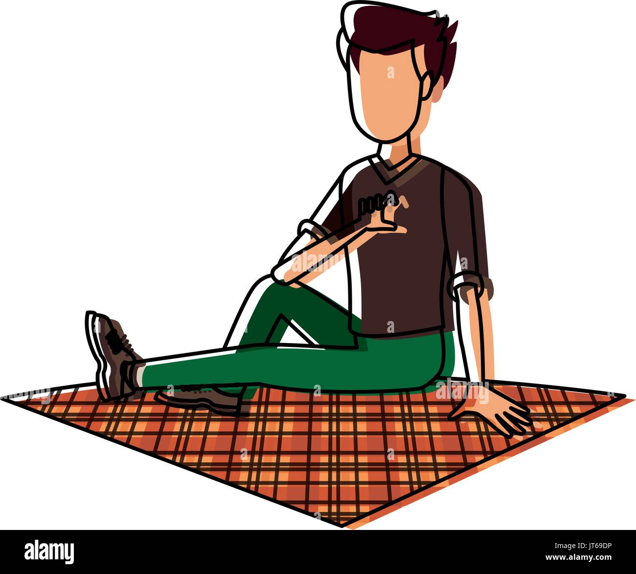Man relaxing camping Stock Vector Images - Alamy