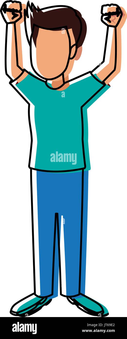 happy boy smiling character with arms up Stock Vector Image & Art - Alamy
