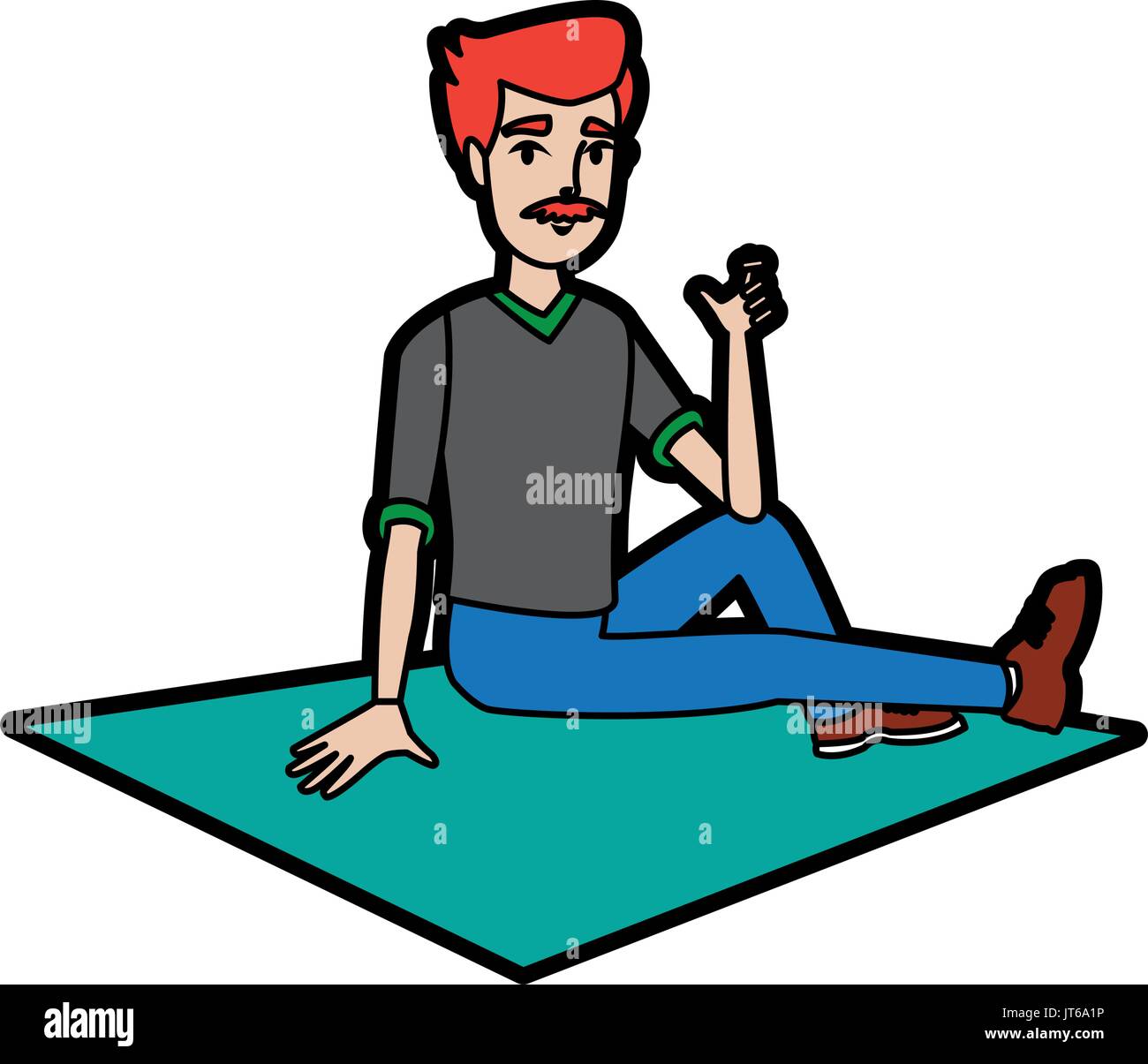 Man relaxing camping Stock Vector Images - Alamy
