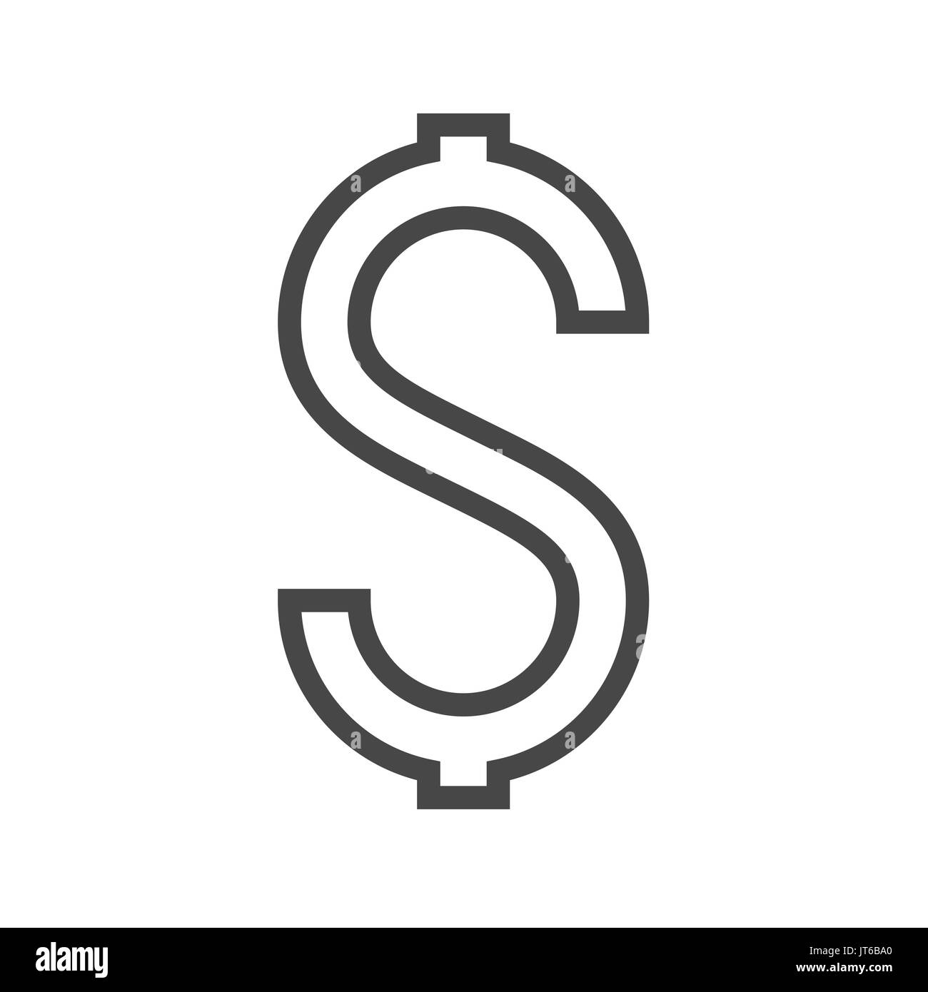 Dollar Sign Thin Line Vector Icon. Flat icon isolated on the white ...