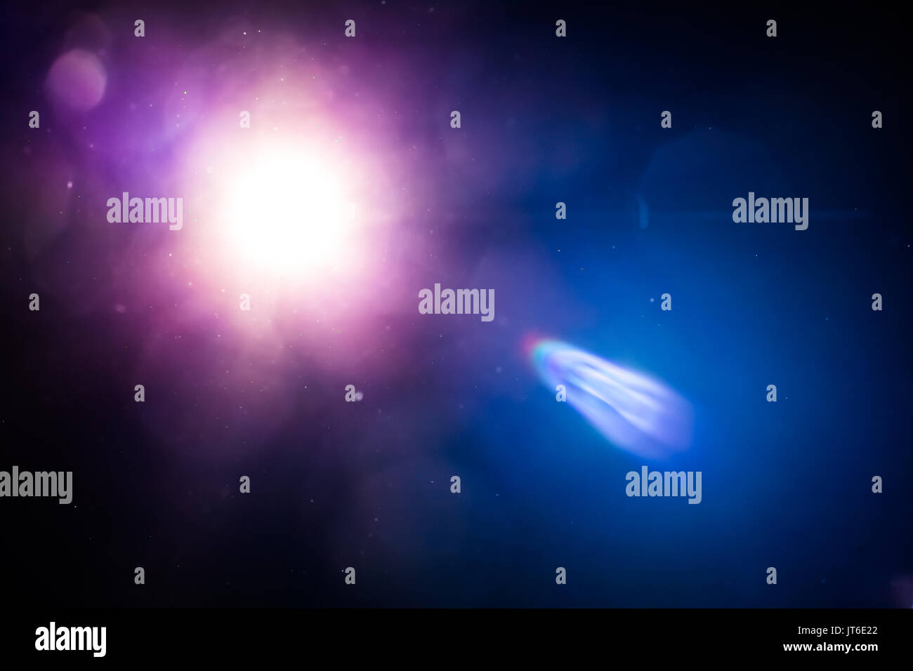 Real Lens Flare Shot in Studio over Black Background. Easy to add as ...