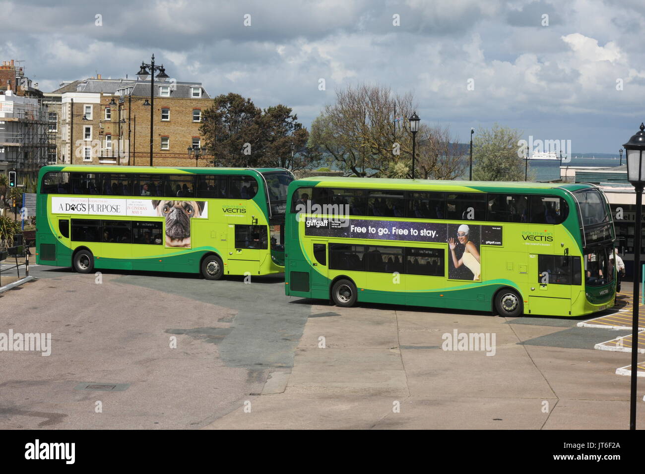 A SUNNY LANDSCAPE VIEW OF SOUTHERN VECTIS ADL ALEXANDER DENNIS LTD ENVIRO 400 DOUBLE DECK BUSES ...