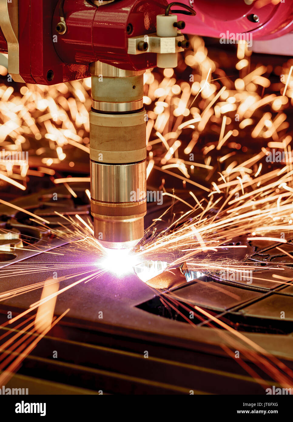 CNC Laser plasma cutting of metal, modern industrial technology. Small ...