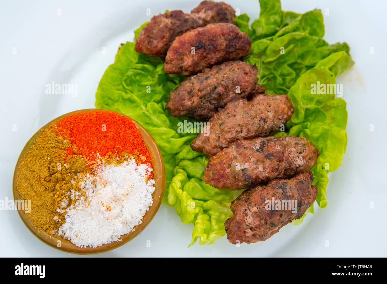 Typical Moroccan food, Kofta kebabs. Souk Medina of Fez, Fes el Bali ...