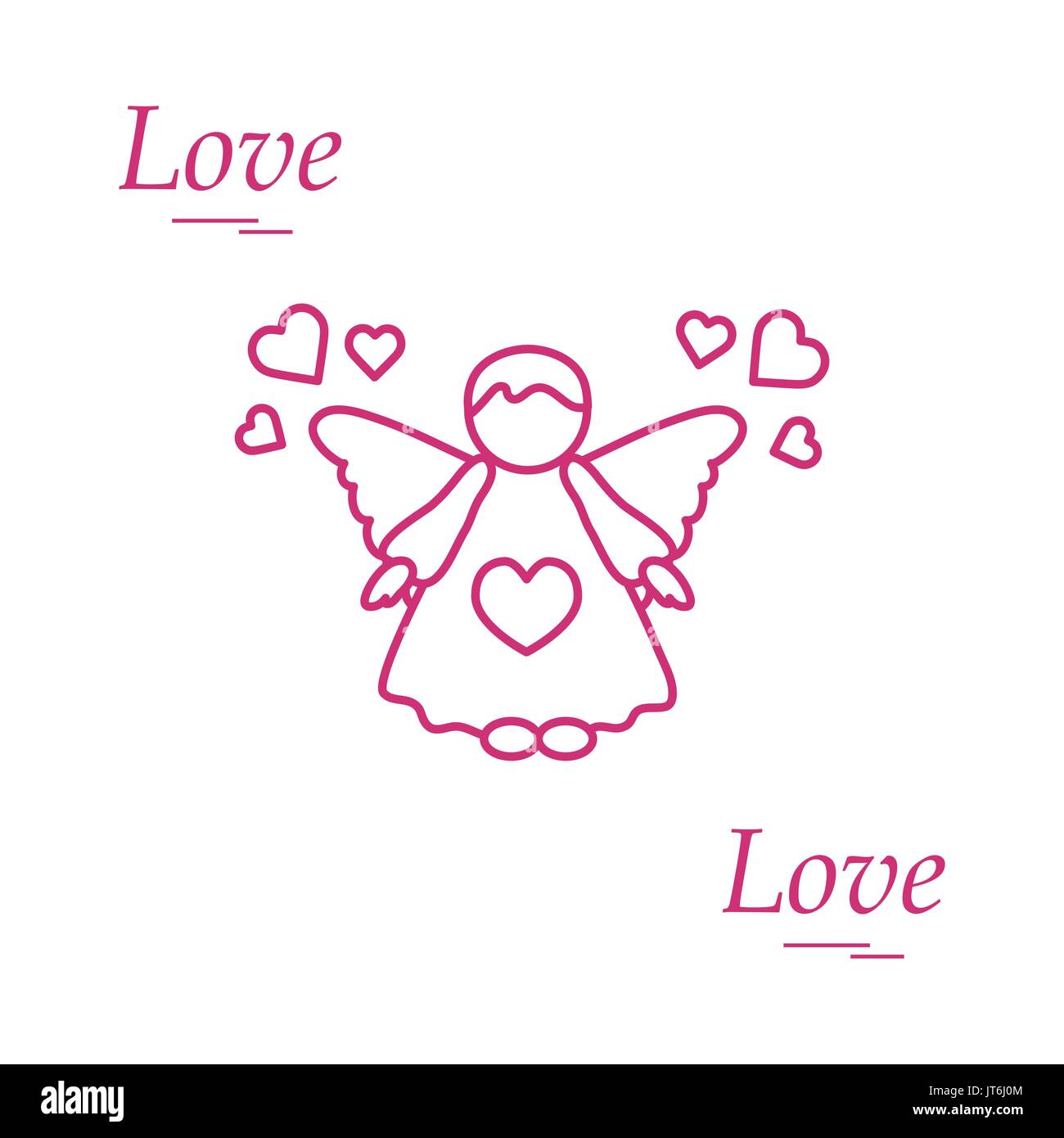 Cute vector illustration: angel and hearts. Love symbol. Design for ...