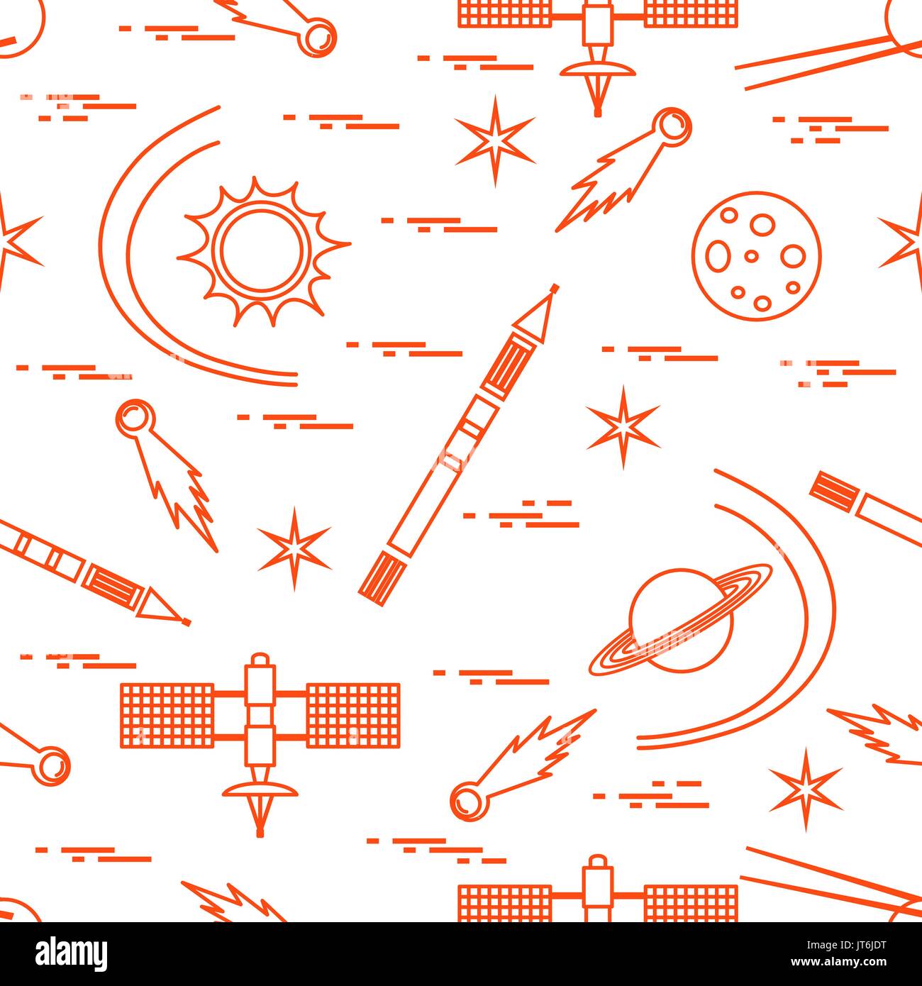 Seamless pattern with variety space exploration elements. Design for ...