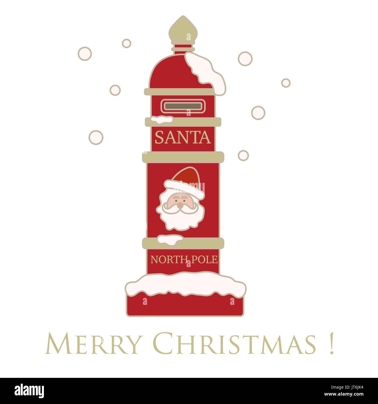 Cute vector illustration of santa’s mailbox and snow. Winter theme ...