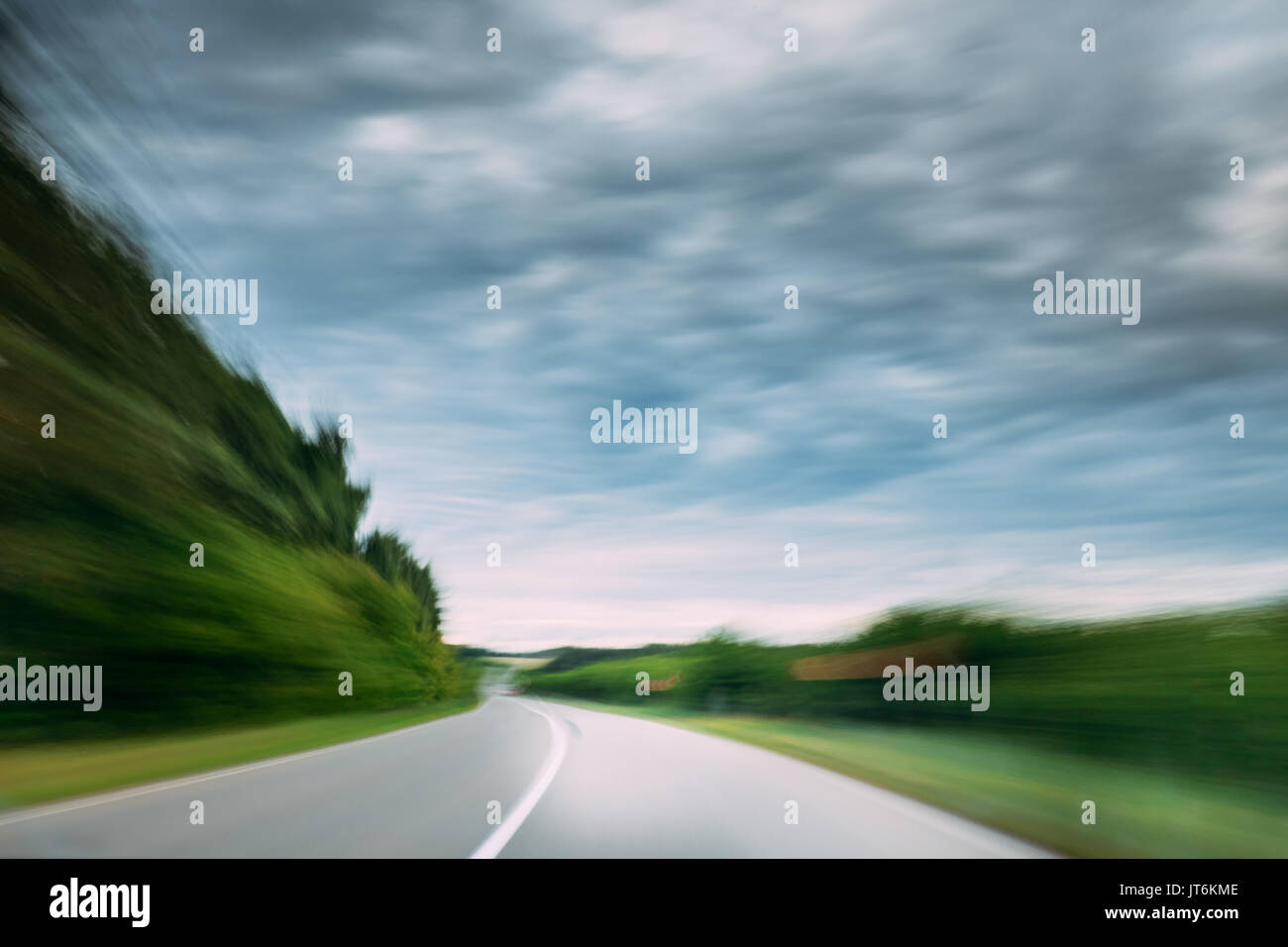 Abstract Natural Blurred Background Of Road In Fast Motion. Summer ...
