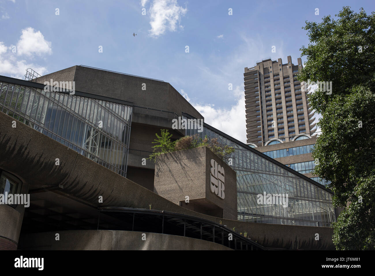 The brutalist architecture exterior of the Barbican Centre, a ...