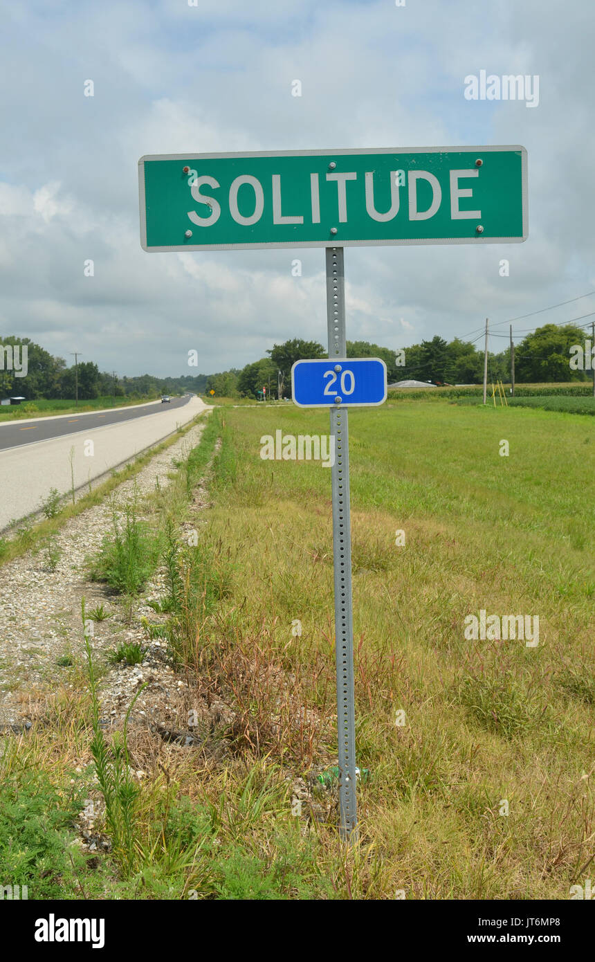 rural highway road sign SOLITUDE Stock Photo - Alamy