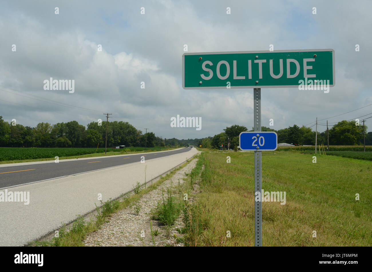 rural highway road sign SOLITUDE Stock Photo - Alamy