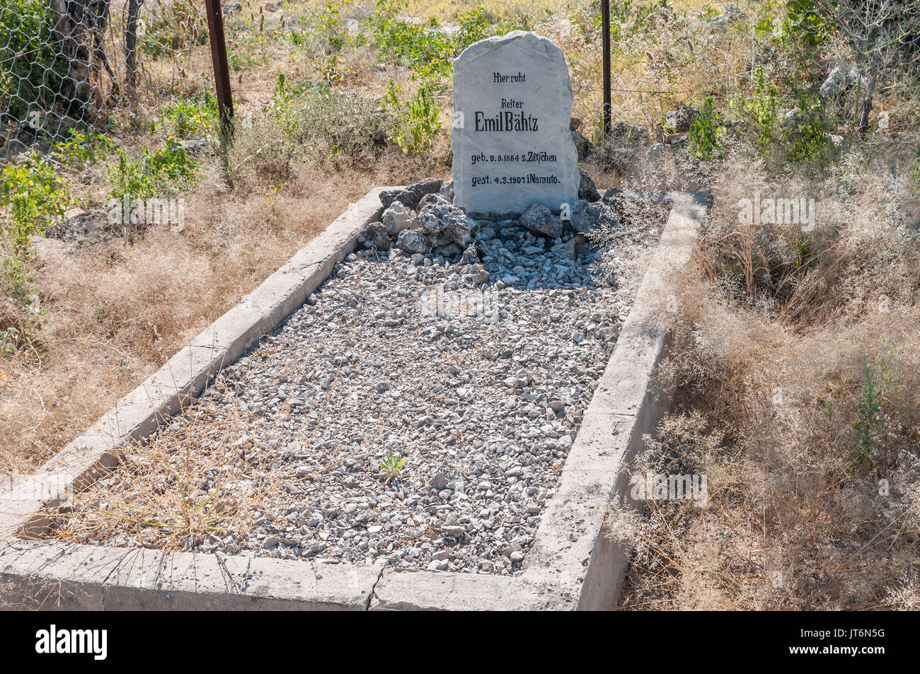 ETOSHA NATIONAL PARK, NAMIBIA - JUNE 21, 2017: An historic grave at ...