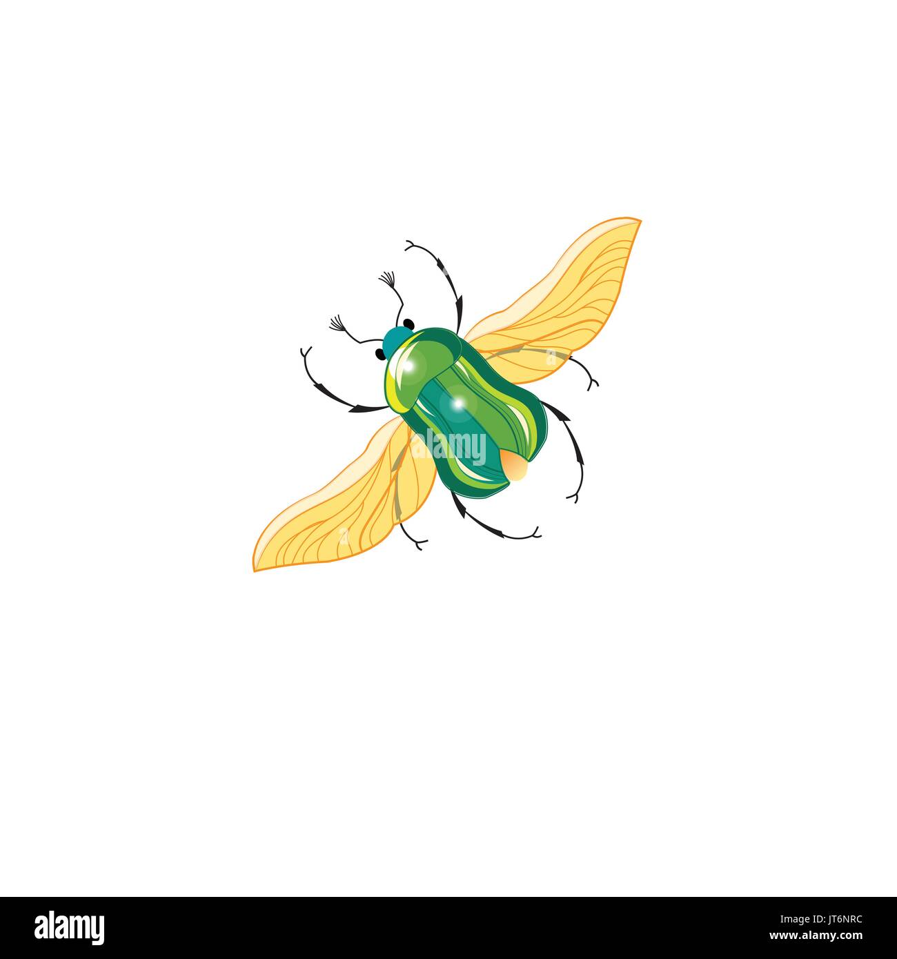 Sign vector green beetle in flight on a white background Stock Vector ...