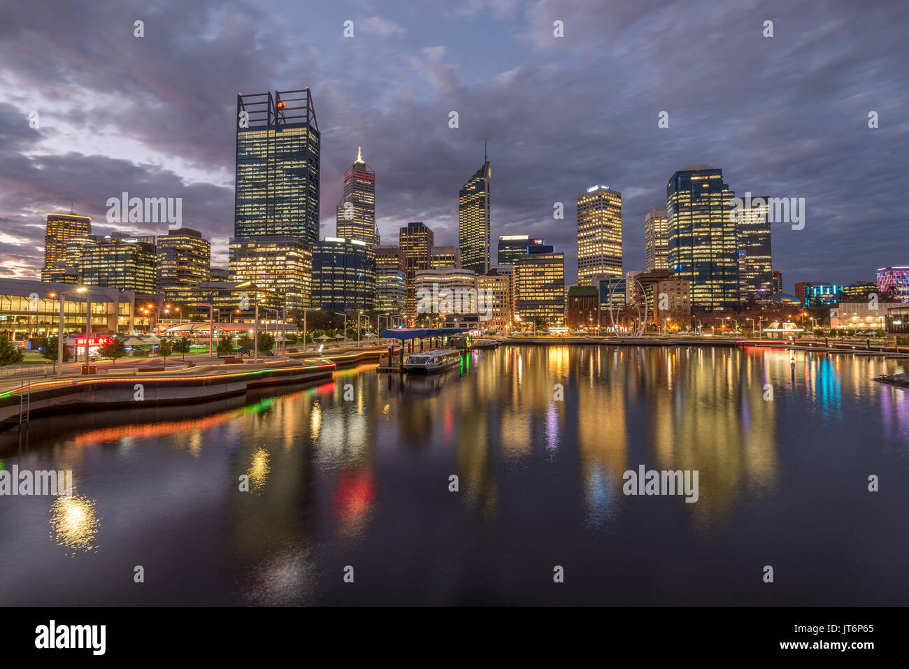 Evening view of Elizabeth Quay and the Esplanade in Perth, Western ...