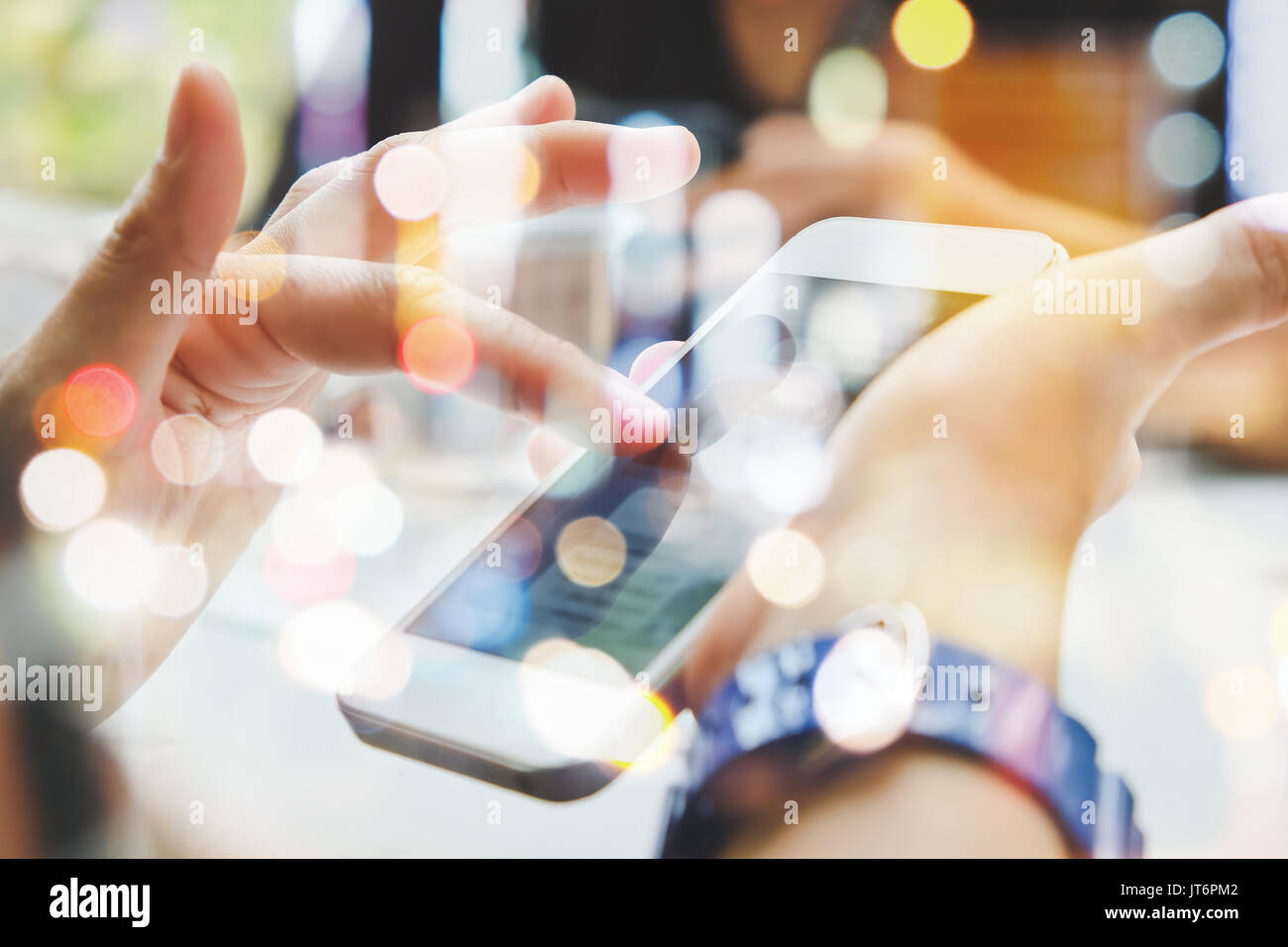 Using smartphone, Communication technology Stock Photo - Alamy