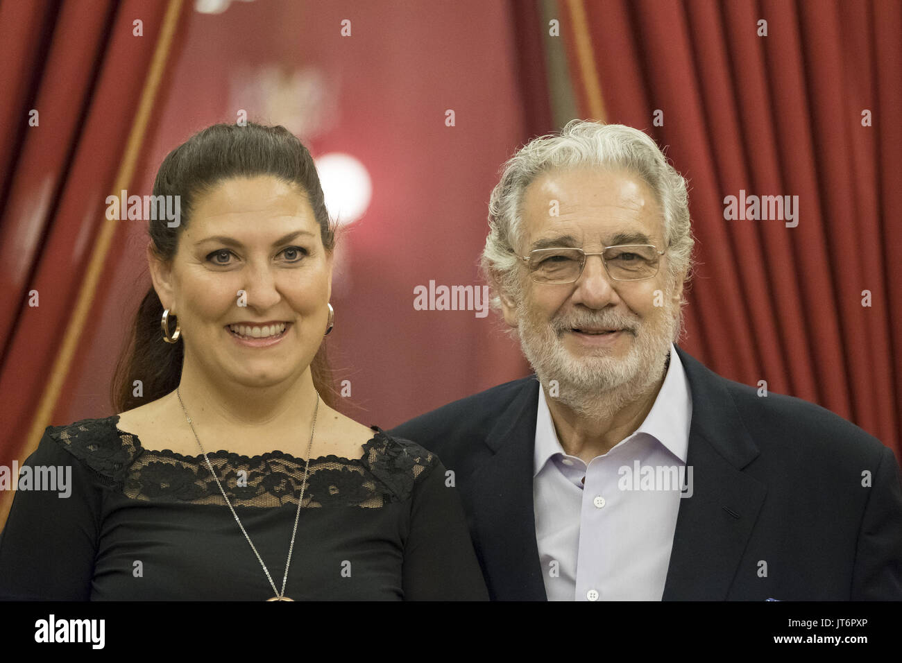 Spanish tenor Plácido Domingo and Italian soprano Anna Pirozzi attend a ...
