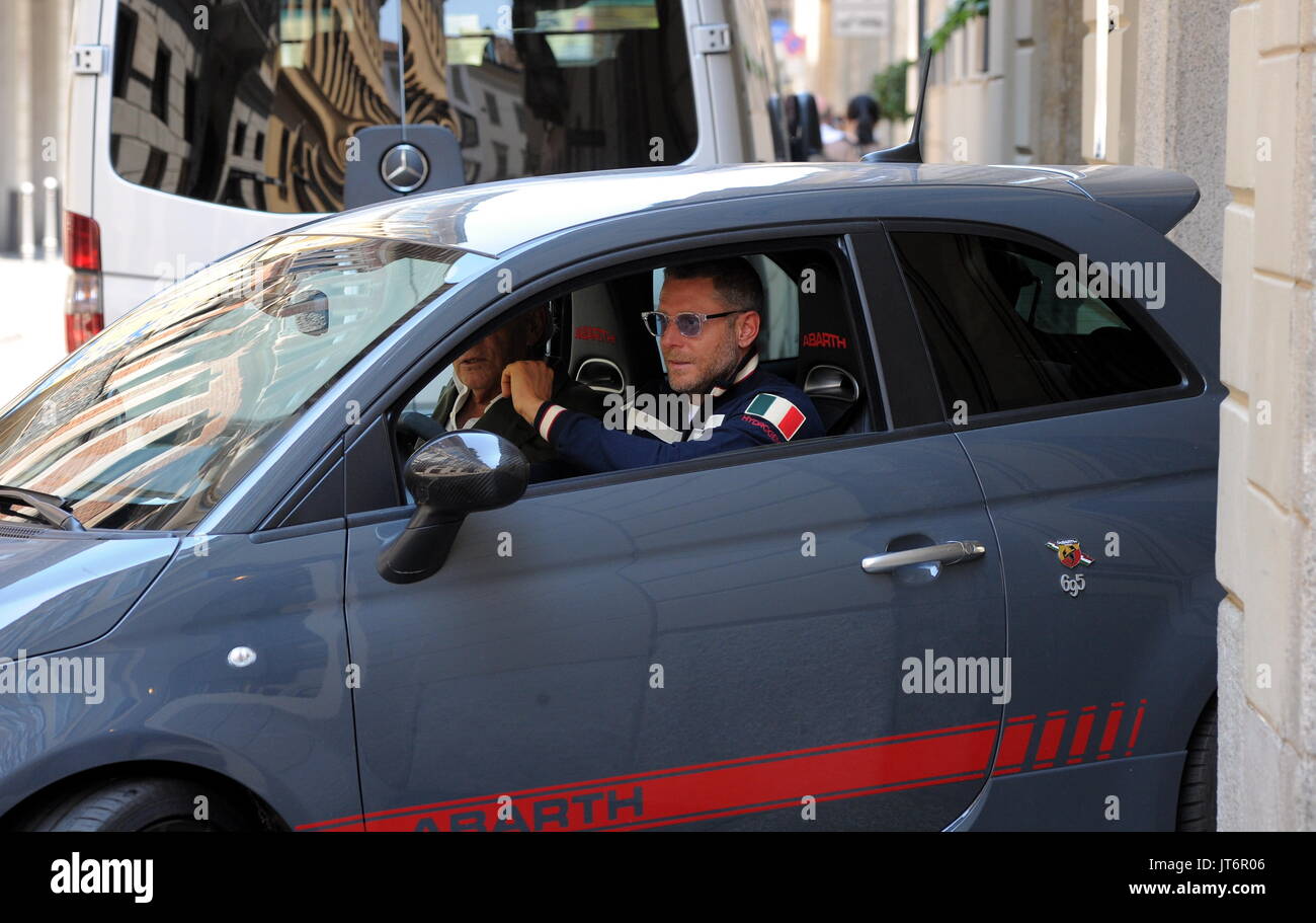Lapo Elkann goes to lunch in his Fiat 500 car and seen wearing an Fiat ...