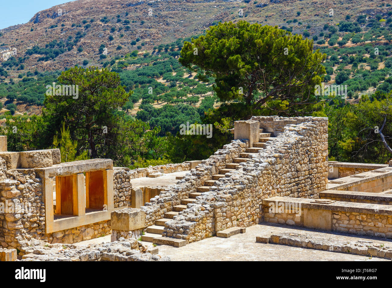 Scenic ruins of the Minoan Palace of Knossos on Crete, Greece Stock ...