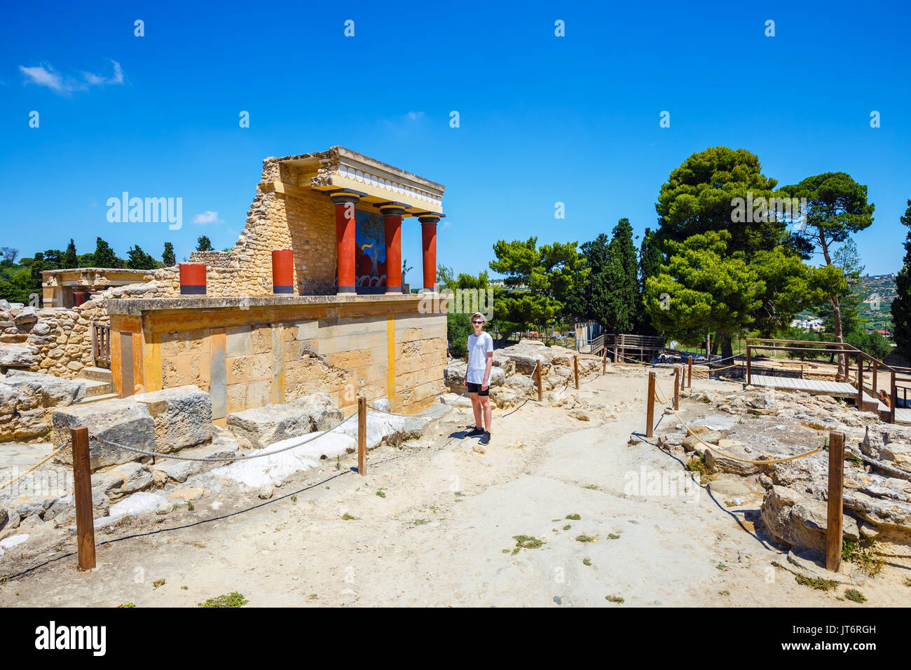 Scenic ruins of the Minoan Palace of Knossos on Crete, Greece Stock ...