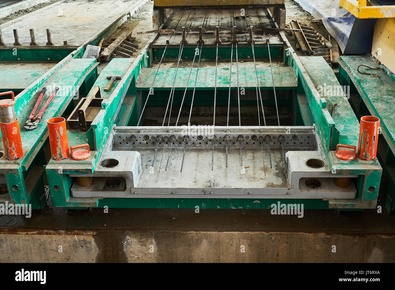 Manufacturing concrete slabs. reinforced concrete production Stock ...