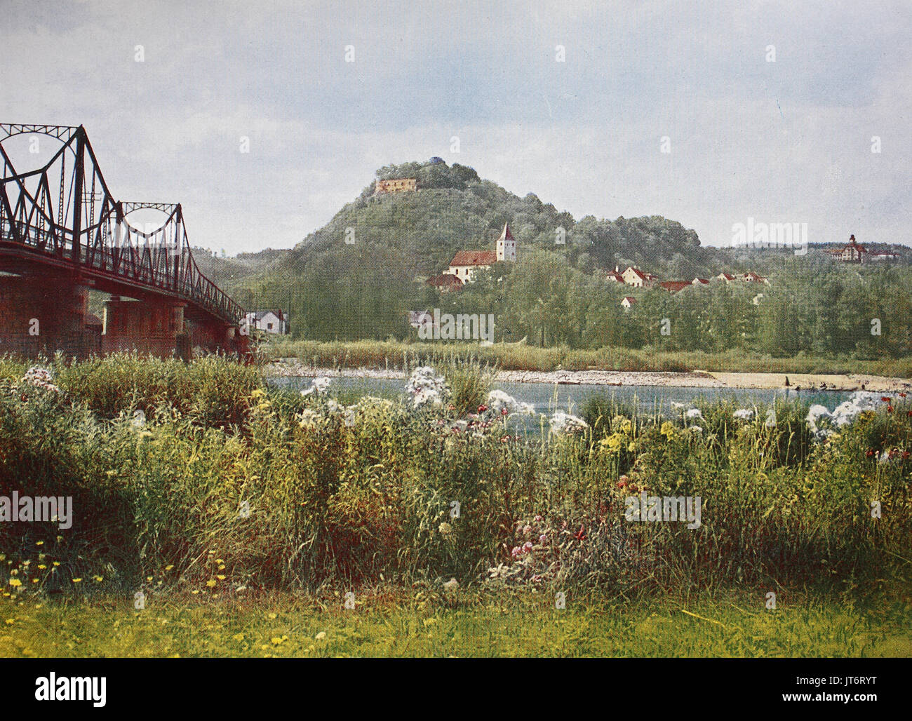Historical photo of Donaustauf, Bavaria, Germany, Digital improved ...