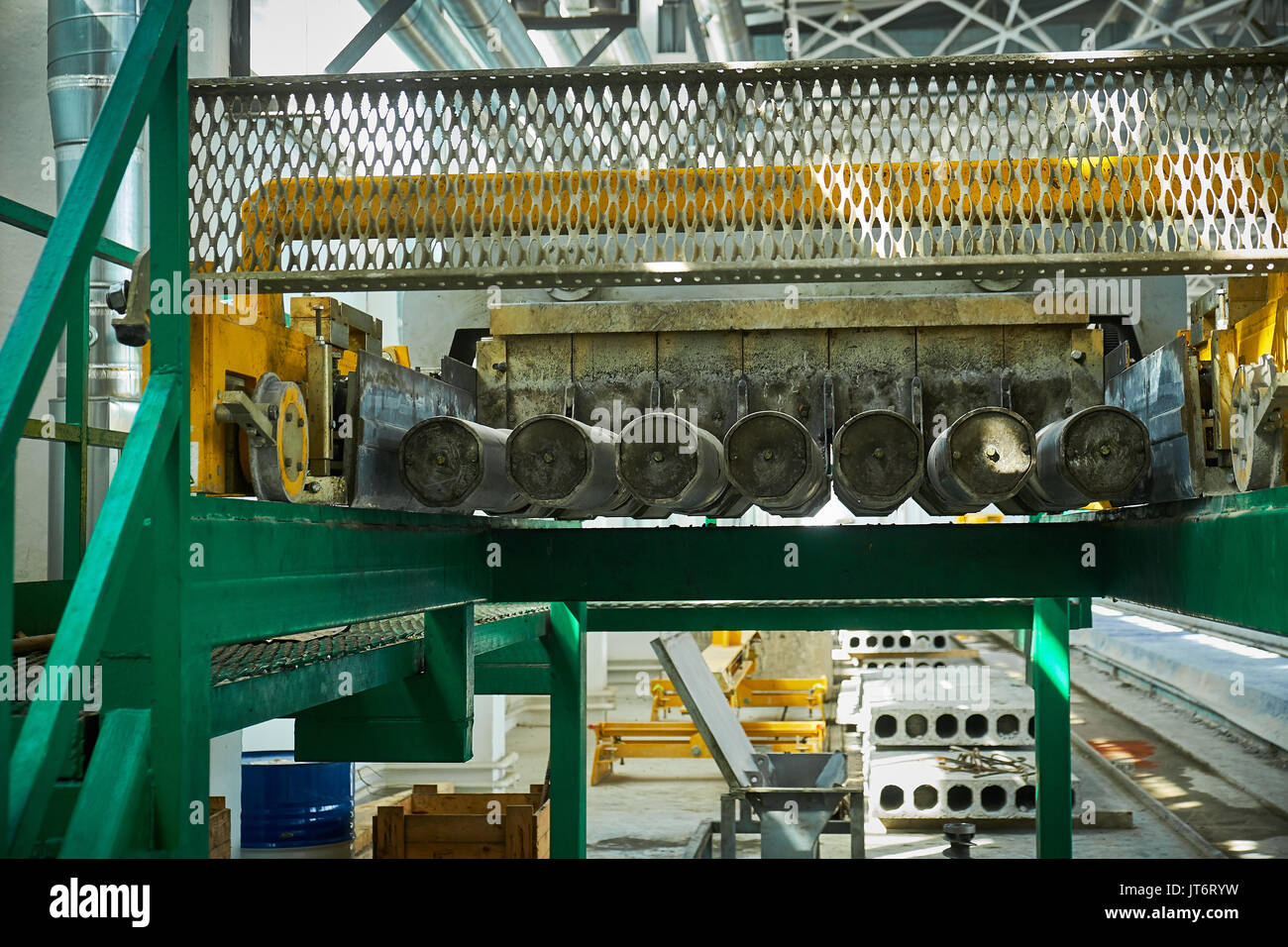 Manufacturing concrete slabs. reinforced concrete production Stock ...