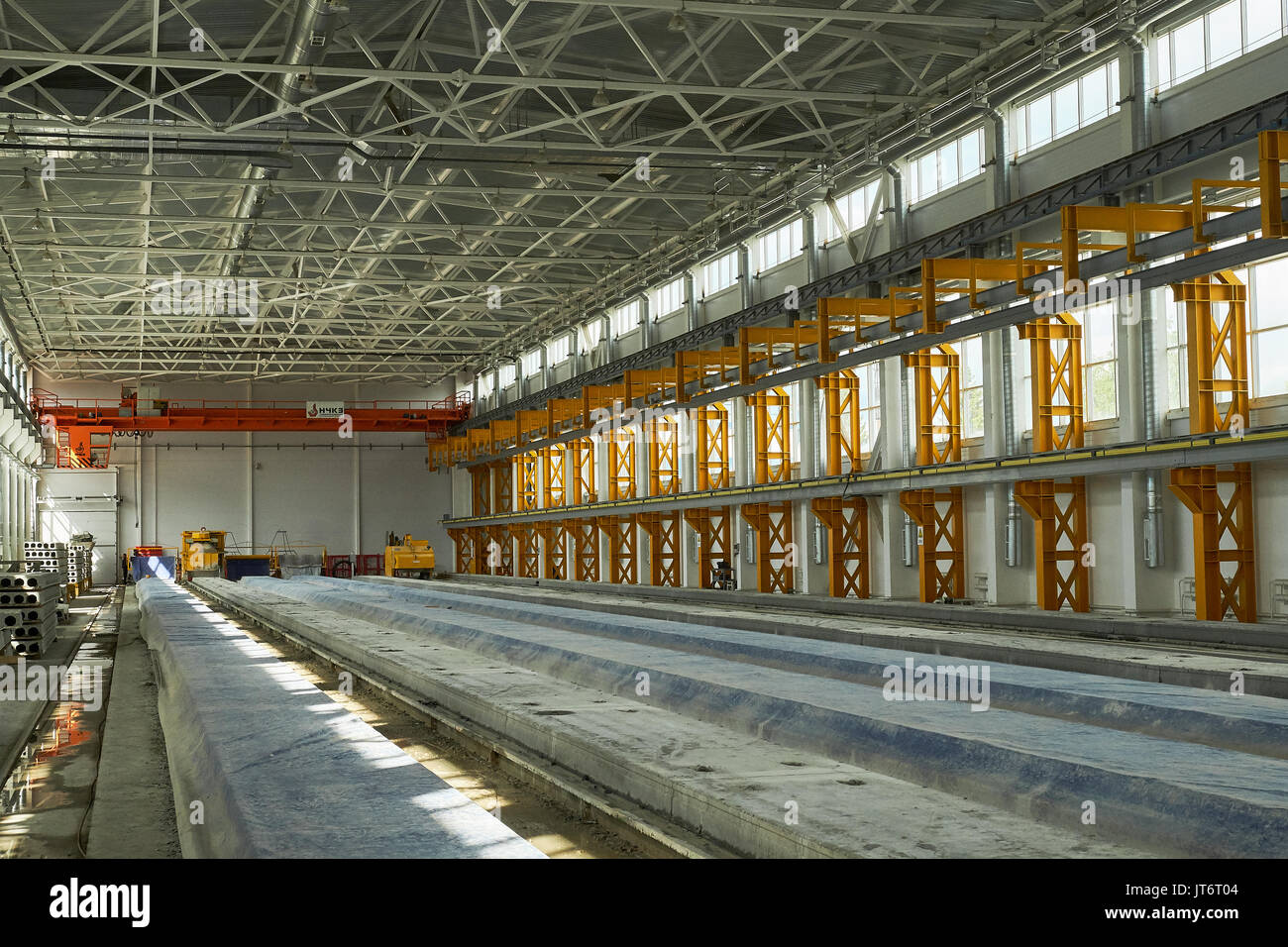 Manufacturing concrete slabs. reinforced concrete production Stock ...