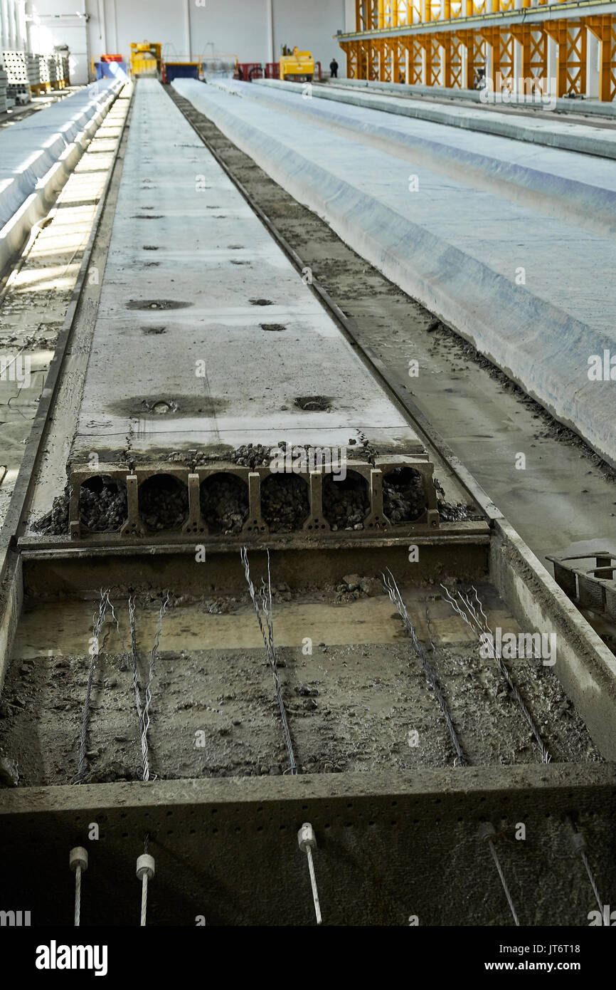 Manufacturing concrete slabs. reinforced concrete production Stock ...