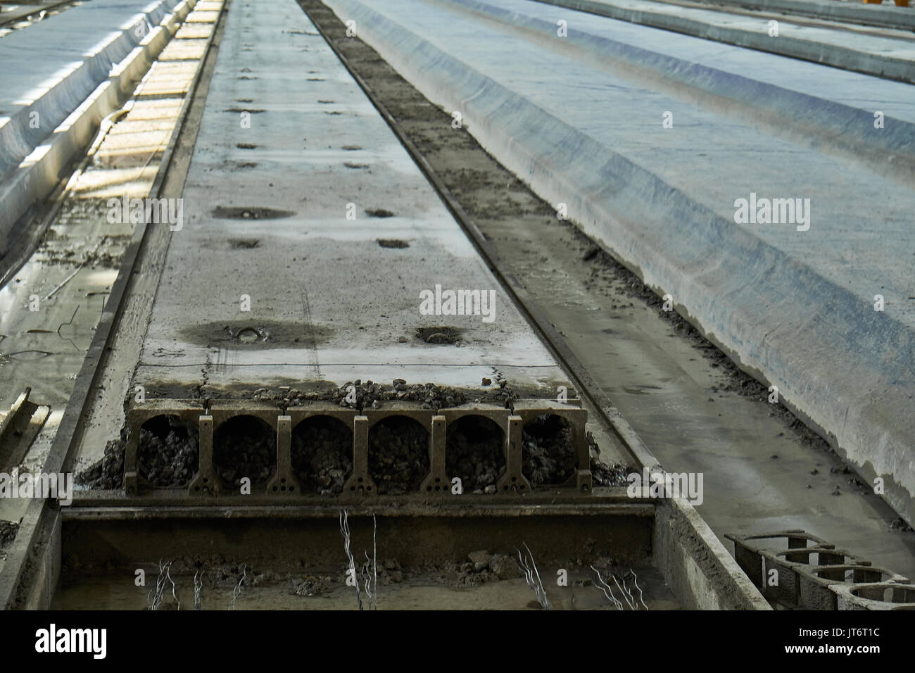 Manufacturing concrete slabs. reinforced concrete production Stock ...