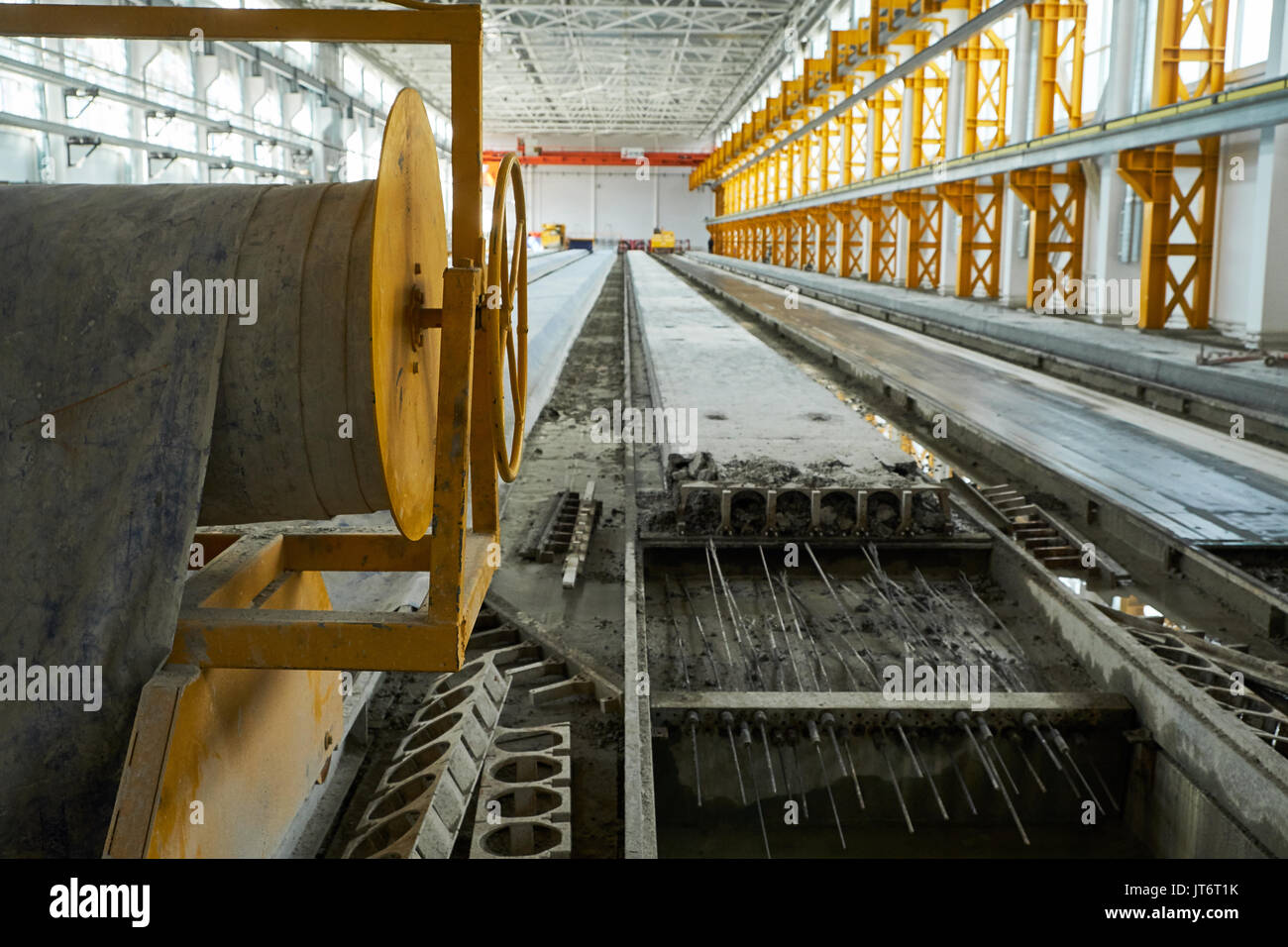 Manufacturing concrete slabs. reinforced concrete production Stock ...