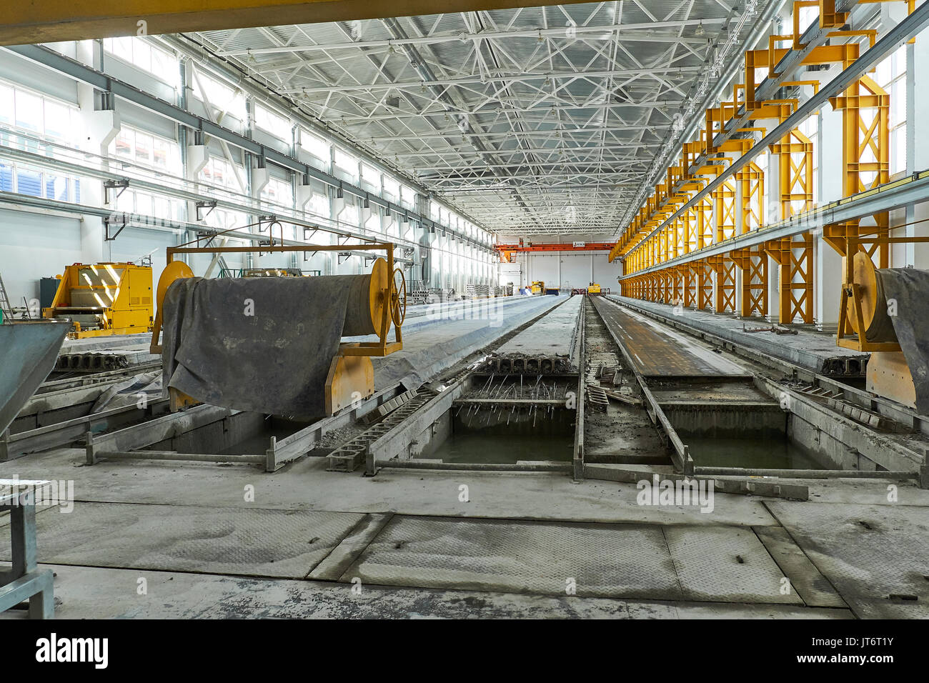 Manufacturing concrete slabs. reinforced concrete production Stock ...