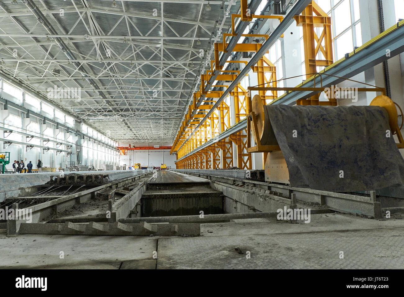 Manufacturing concrete slabs. reinforced concrete production Stock ...